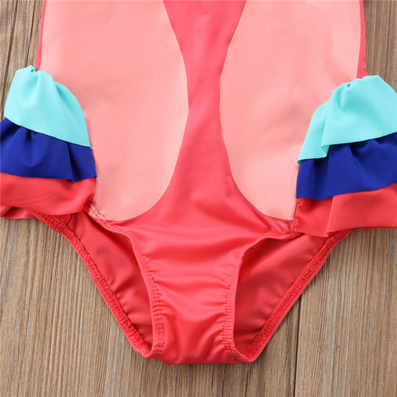 Swim | Parrot Girls Pink Ruffle One Piece Swimsuit | Poshmark